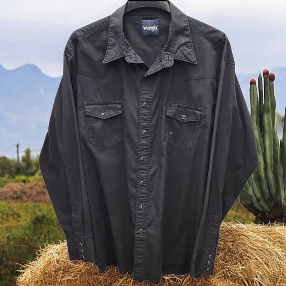 Wrangler | Shirts | Wrangler Western Shirt Mens 3xt Classic Black Pearl ...